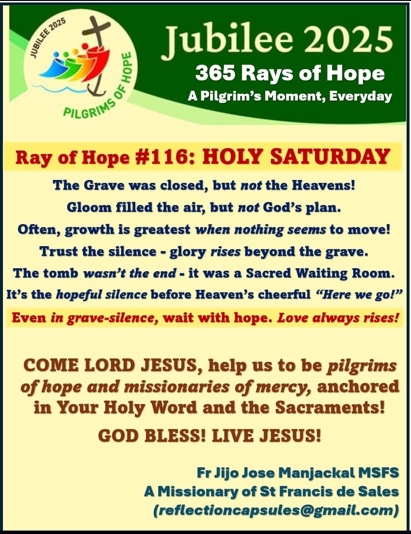 Rays of Hope #116 Holy Saturday – Reflection Capsules